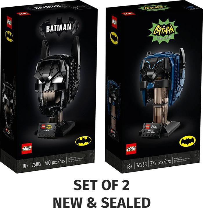 LEGO DC COMICS 76182 BATMAN COWL & 76238 CLASSIC TV SERIES BATMAN COWL ...